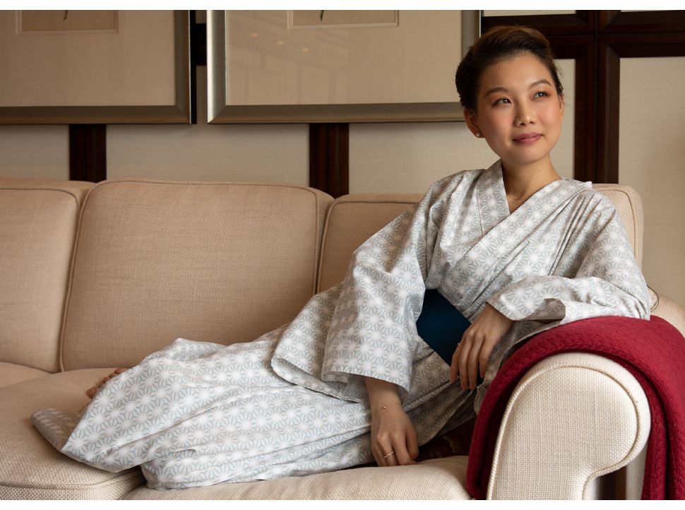 Grey Asabakou Yukata | Shop Mandarin Oriental Robes